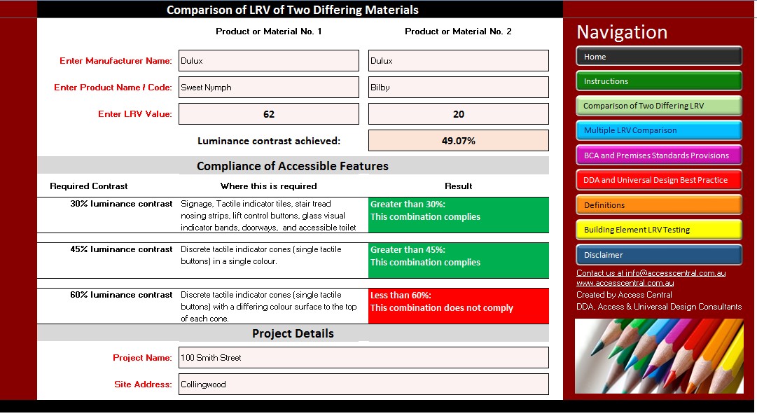 Luminance Contrast Assessment Tool Example 1 – Luminance Contrast ...